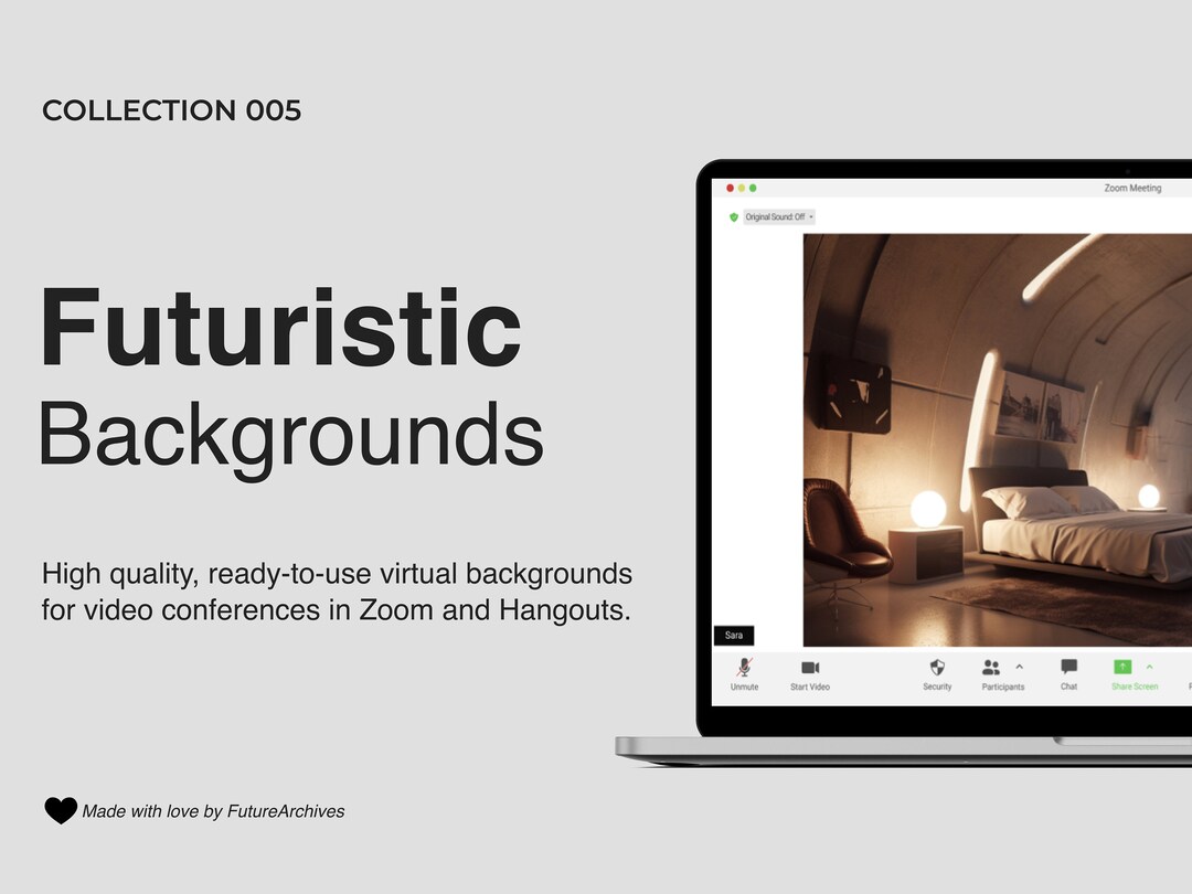 Futuristic Bedroom Virtual Background Pack for Zoom & Hangouts 5 ...