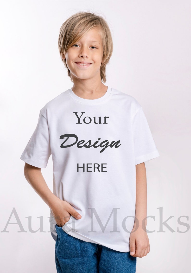 Gildan 5000b White Mockup Model Mockup Gildan Youth T Shirt Sleeve Digital Mockup White