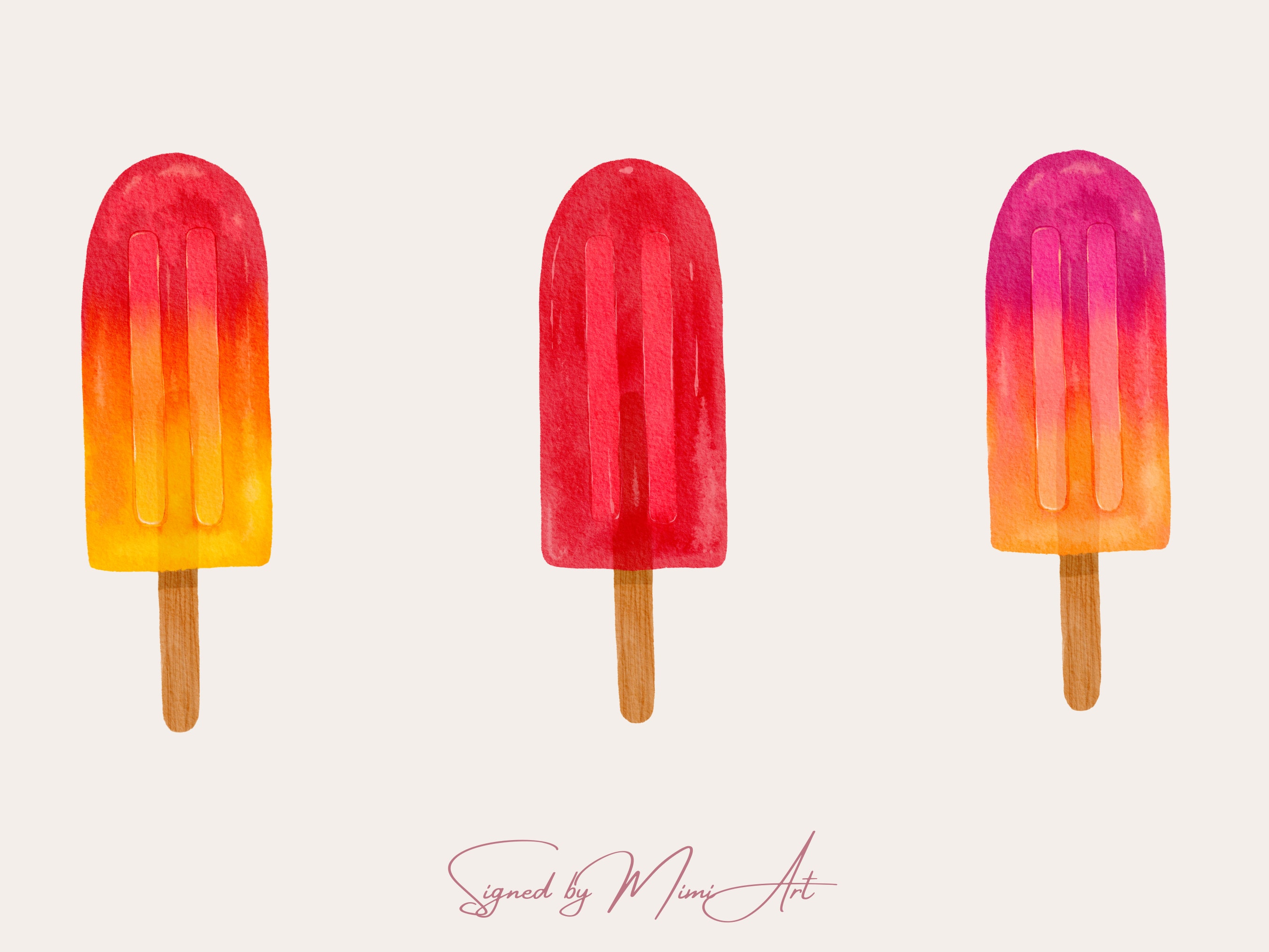 Watercolor Ice Cream Clipart | Ice Cream Cone Clipart, Summer Treat for ...