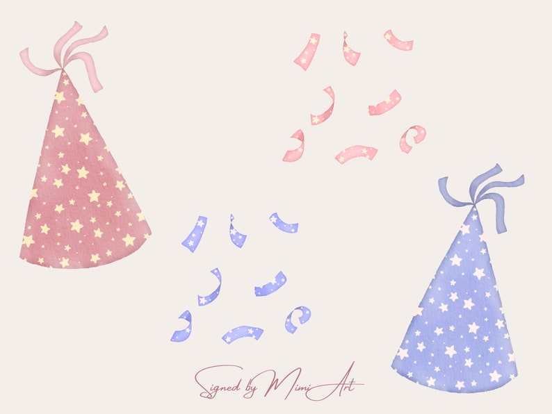 Watercolor Party Clipart | Balloon Clipart, Confetti, Party Hat Clipart ...