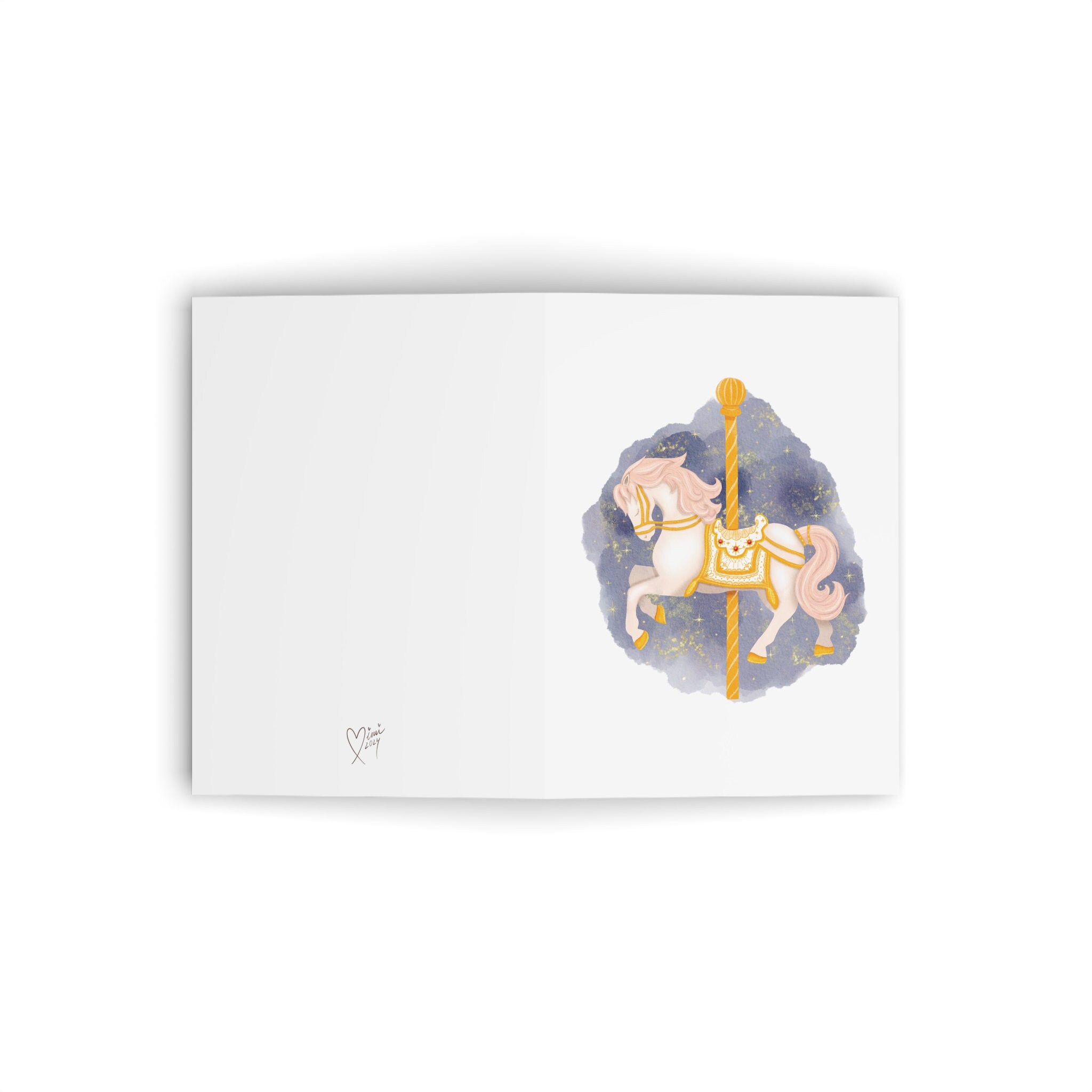 Carousel Card Horse Carousel Card Watercolor Greeting Card Merry Go ...