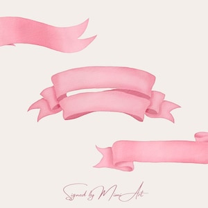 Watercolor Ribbon Banner Clipart | Banner Clip Art for Birthday Party ...