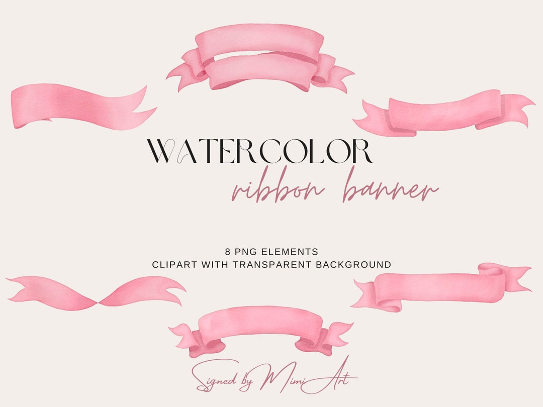 Watercolor Ribbon Banner Clipart | Banner Clip Art for Birthday Party ...