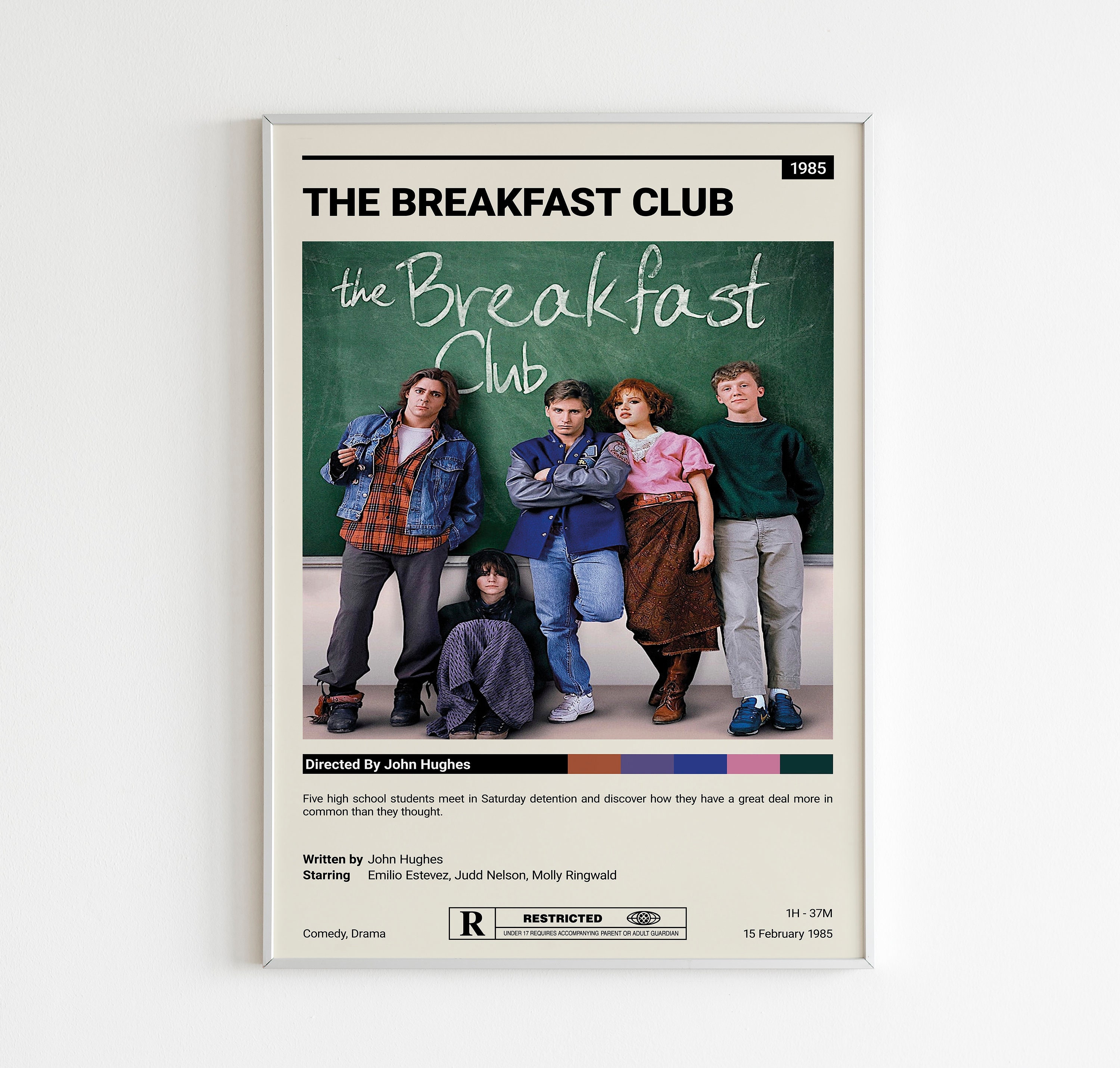 The Breakfast Club Retro Movie Poster Print Minimalist Movie Poster ...