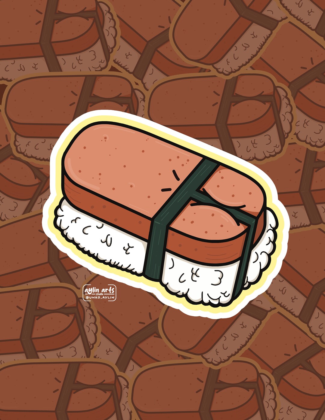 Musu-booty Musubi Sticker Hawaii Inspired Sticker Laminated Water ...