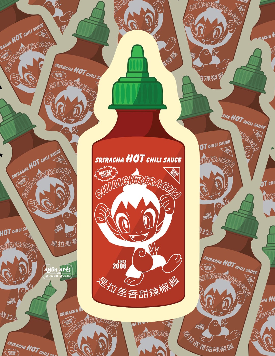 Chimriracha Chimchar Sriracha Pokémon Inspired Sticker Laminated Water ...
