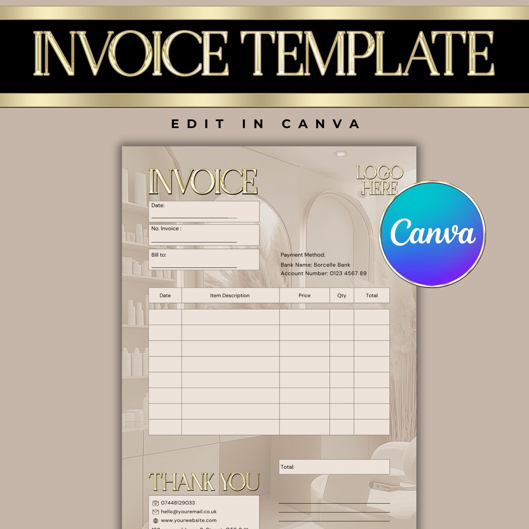 Minimalist Invoice Template, for Business Owner, Small Business Receipt ...