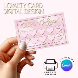 Pink Loyalty Card Design, Pink and Gold, for Beauty Business Owner ...