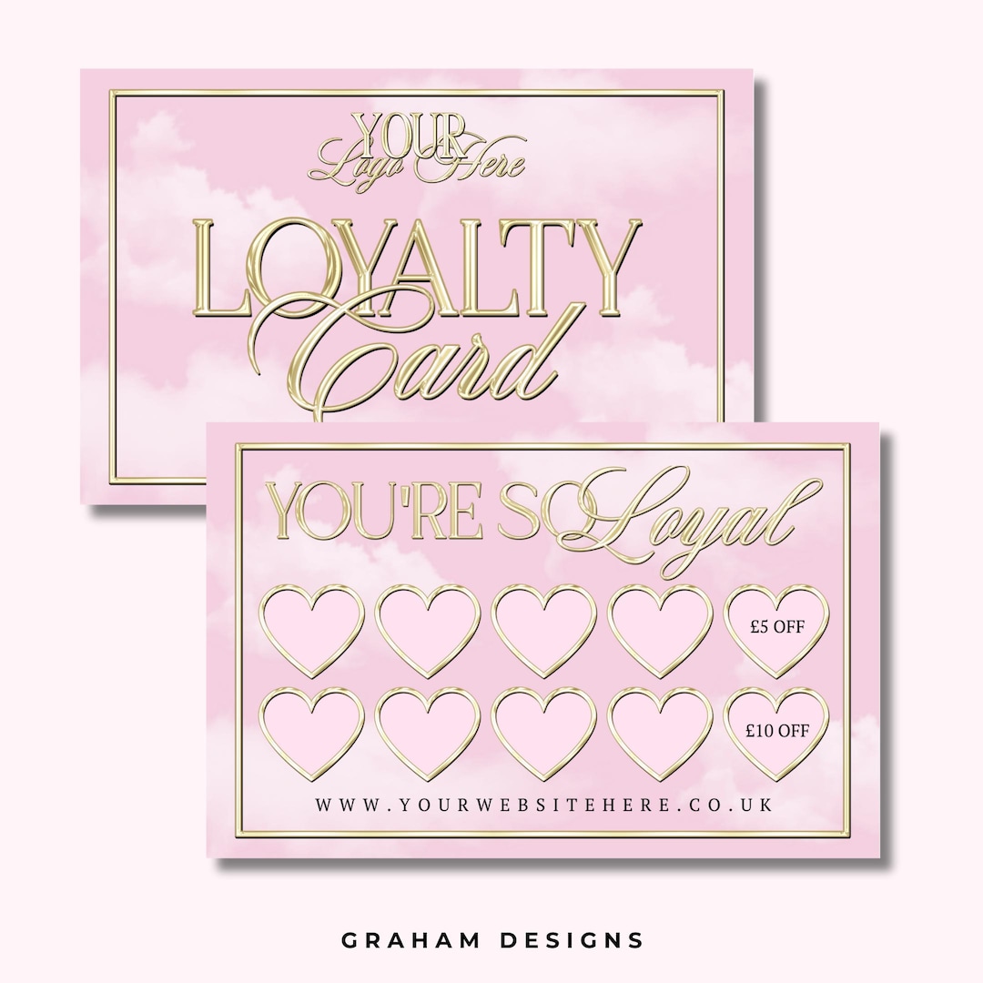 Pink Loyalty Card Design, Pink and Gold, for Beauty Business Owner ...