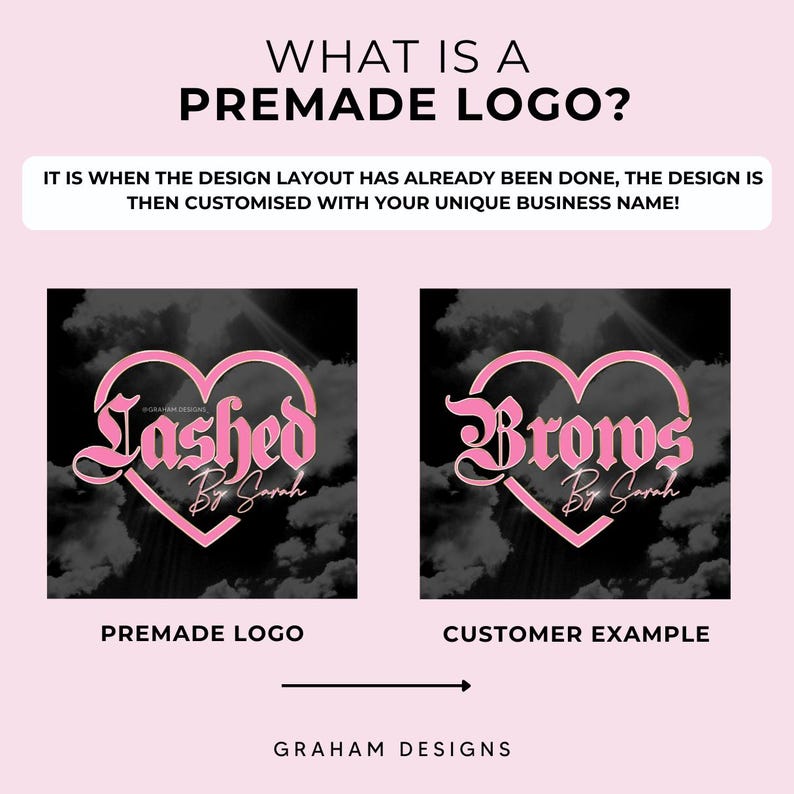 Beauty Logo Design, Premade Logo, Pink Heart, Baddie Font, Bubble ...