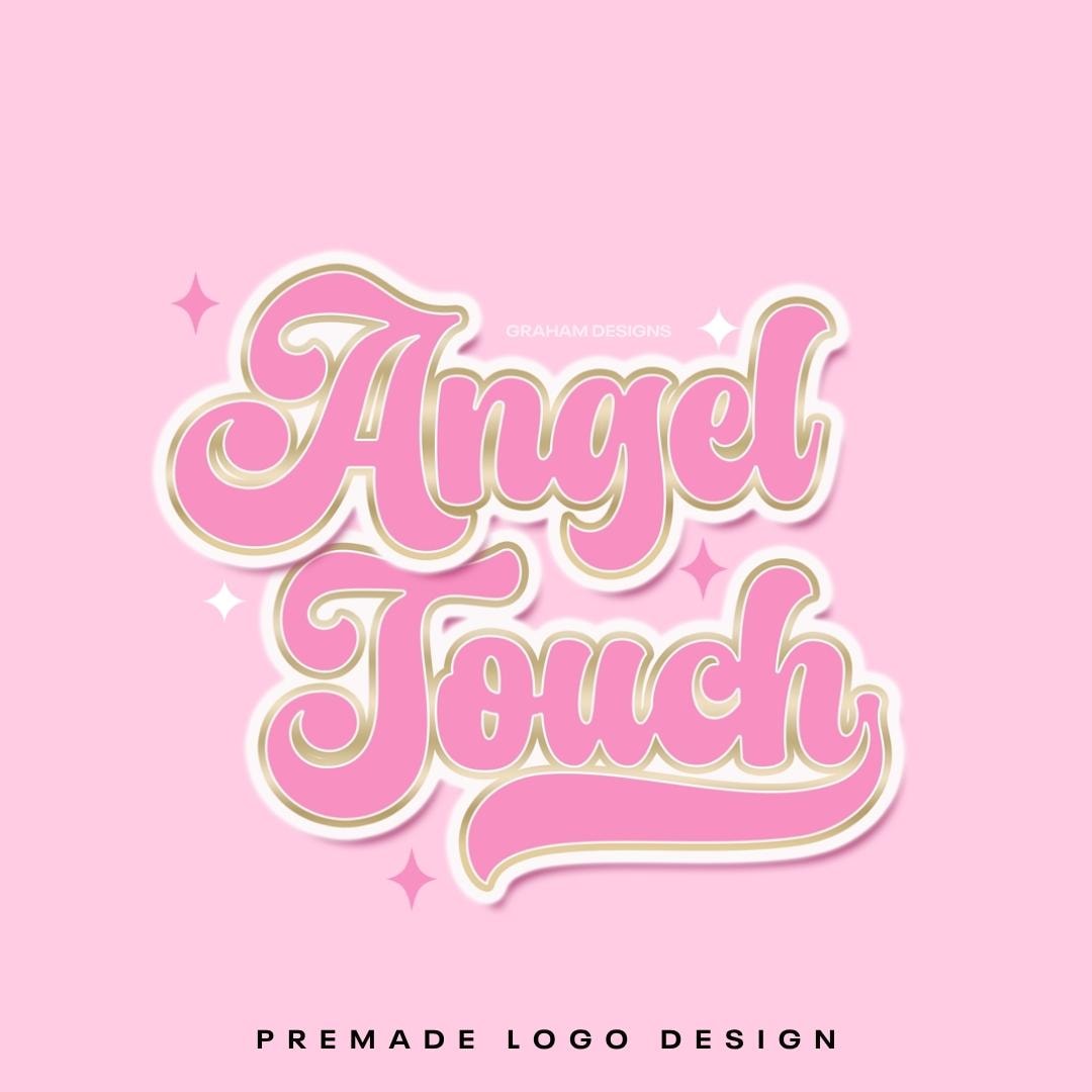 Pink Girly Logo | Funky 70s Logo, in Pastel Pink, Cute Logo, for ...