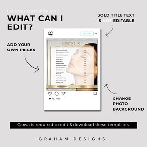 White and Gold Price List, 3 X Templates, Editable in Canva, Minimalist ...