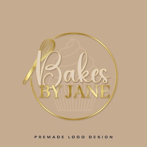 Elegant Bakery Logo Design | Premade Cake Logo in Gold & Beige | Pastry ...