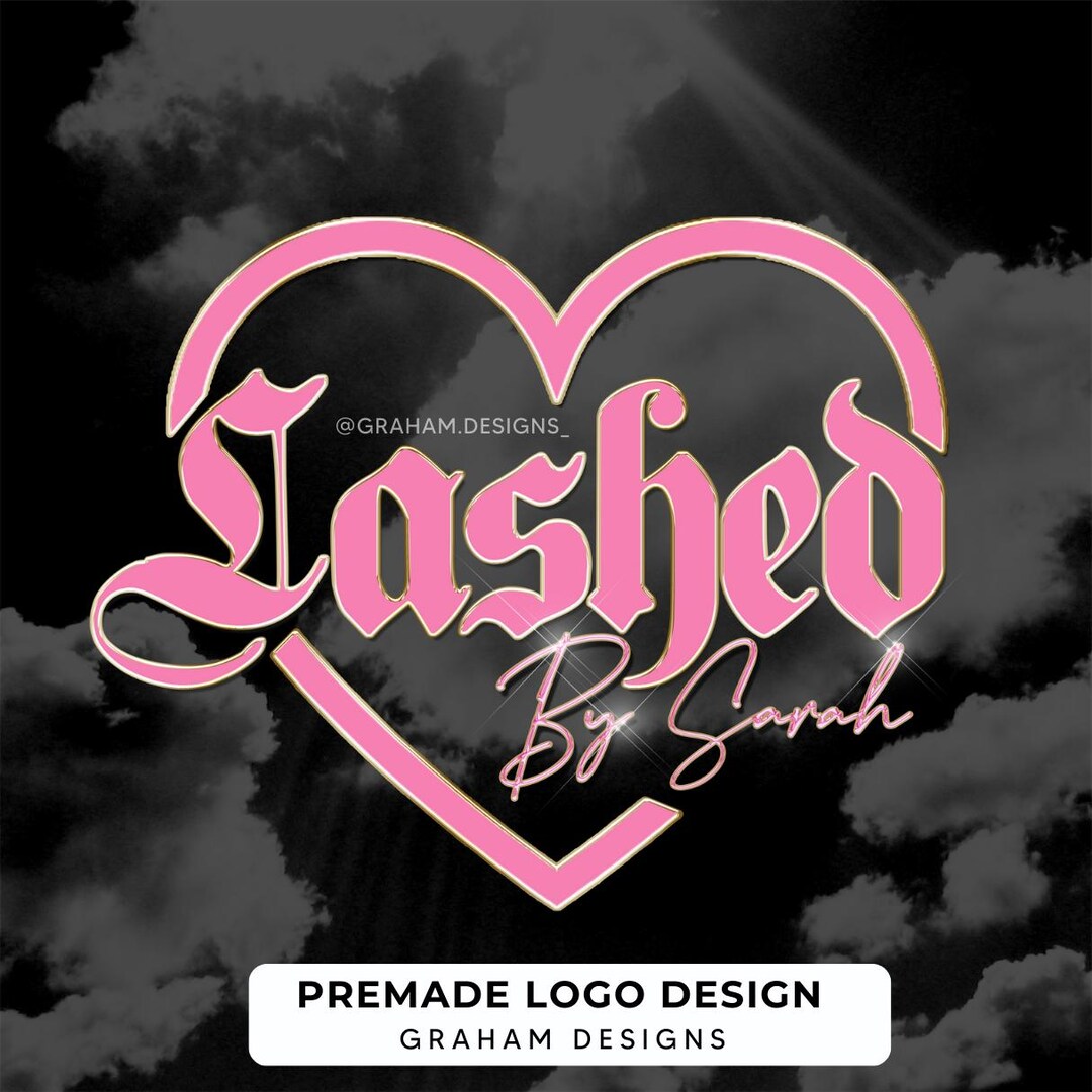 Beauty Logo Design, Premade Logo, Pink Heart, Baddie Font, Bubble ...