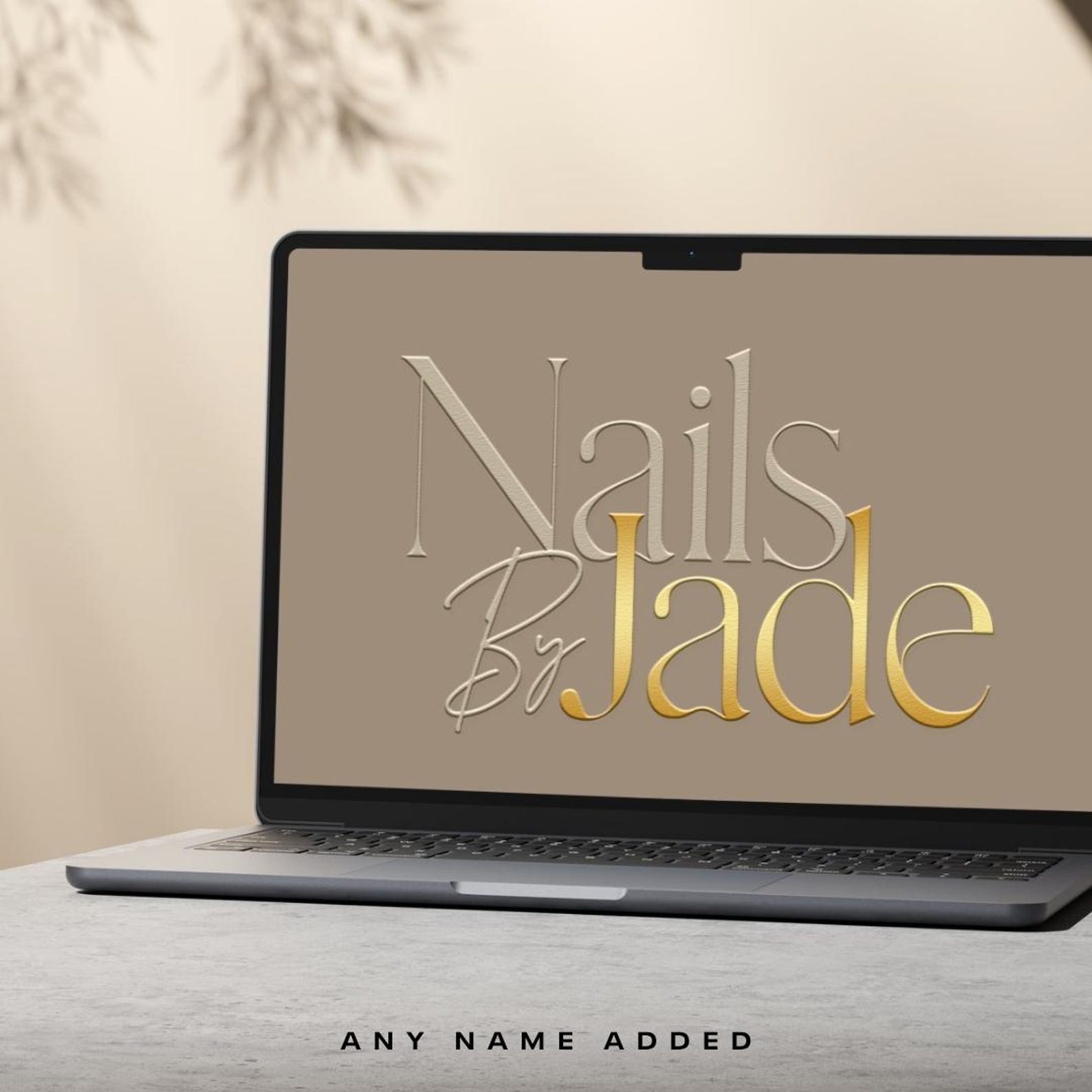 Beige Minimalist Premade Logo, Your Name Added, Gold Embossed Logo for ...