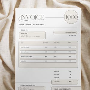 Invoice Template, Minimalist, Editable in Canva, DIY Invoicing, for ...