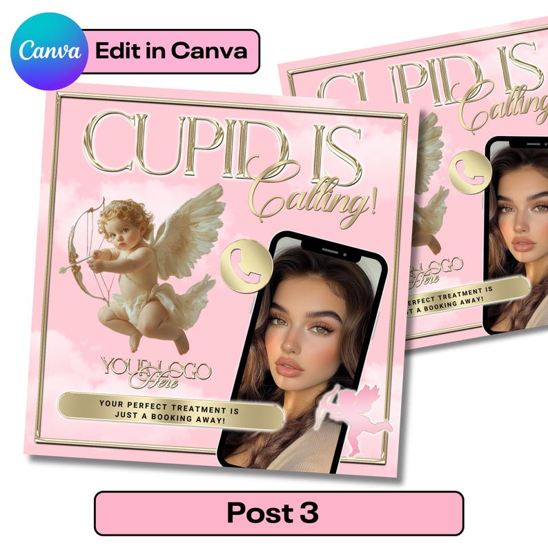 4 X Valentine's Posts, Gold & Pink Theme for Instagram, Valentines ...