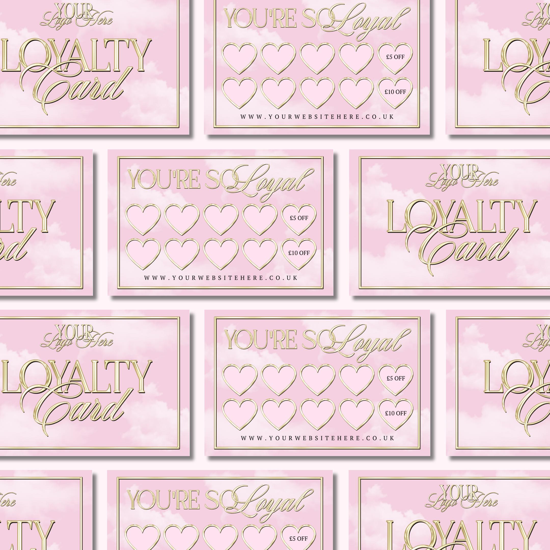 Pink Loyalty Card Design, Pink and Gold, for Beauty Business Owner ...