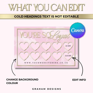 Pink Loyalty Card Design, Pink and Gold, for Beauty Business Owner ...