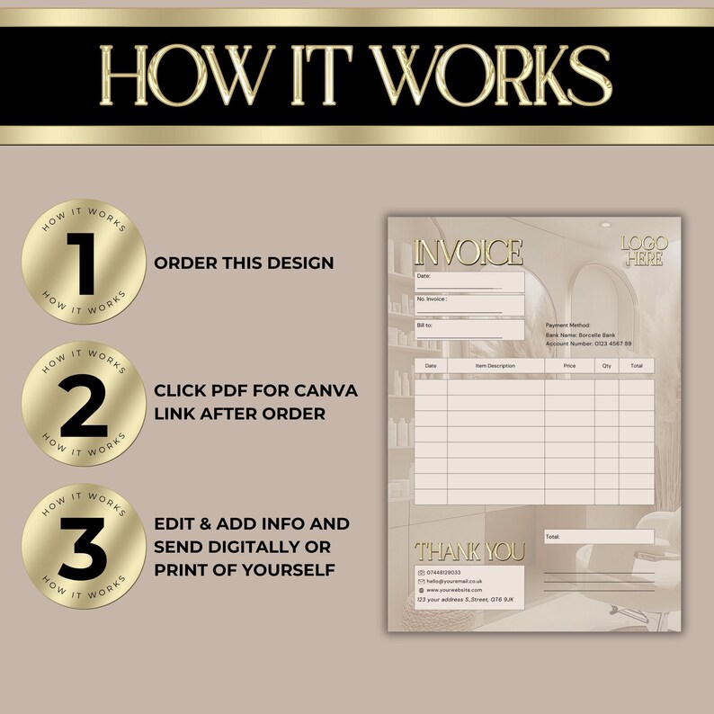 Minimalist Invoice Template, for Business Owner, Small Business Receipt ...