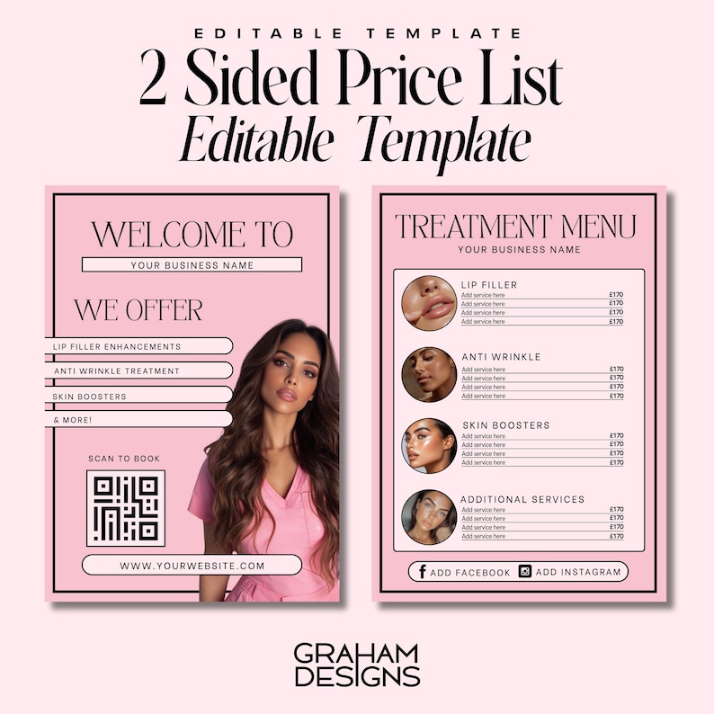 Editable Beauty & Aesthetic Price List Template | Digital Canva ...