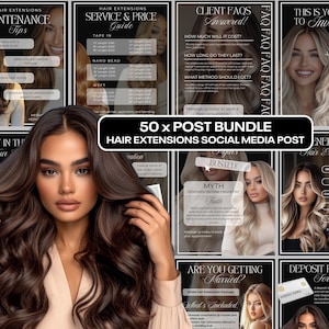 Hair Extensions Instagram Post Templates, Luxury Social Media (editable ...