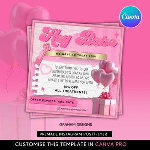 Hey Babe Announcement Editable Template Flyer Canva Pro Template for ...