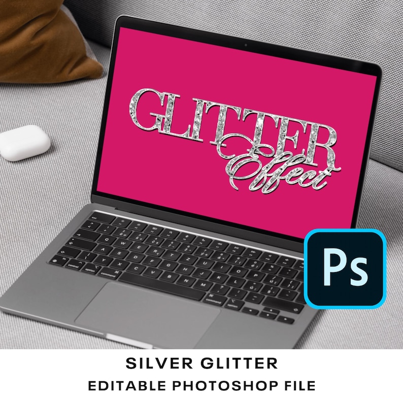 Editable Silver Glitter Photoshop Effect for Text, Shiny Diamond Silver ...