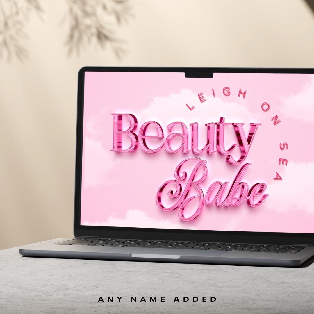 Pink Premade Logo, Your Name Added, Pink Girly Chrome Logo Design, for ...