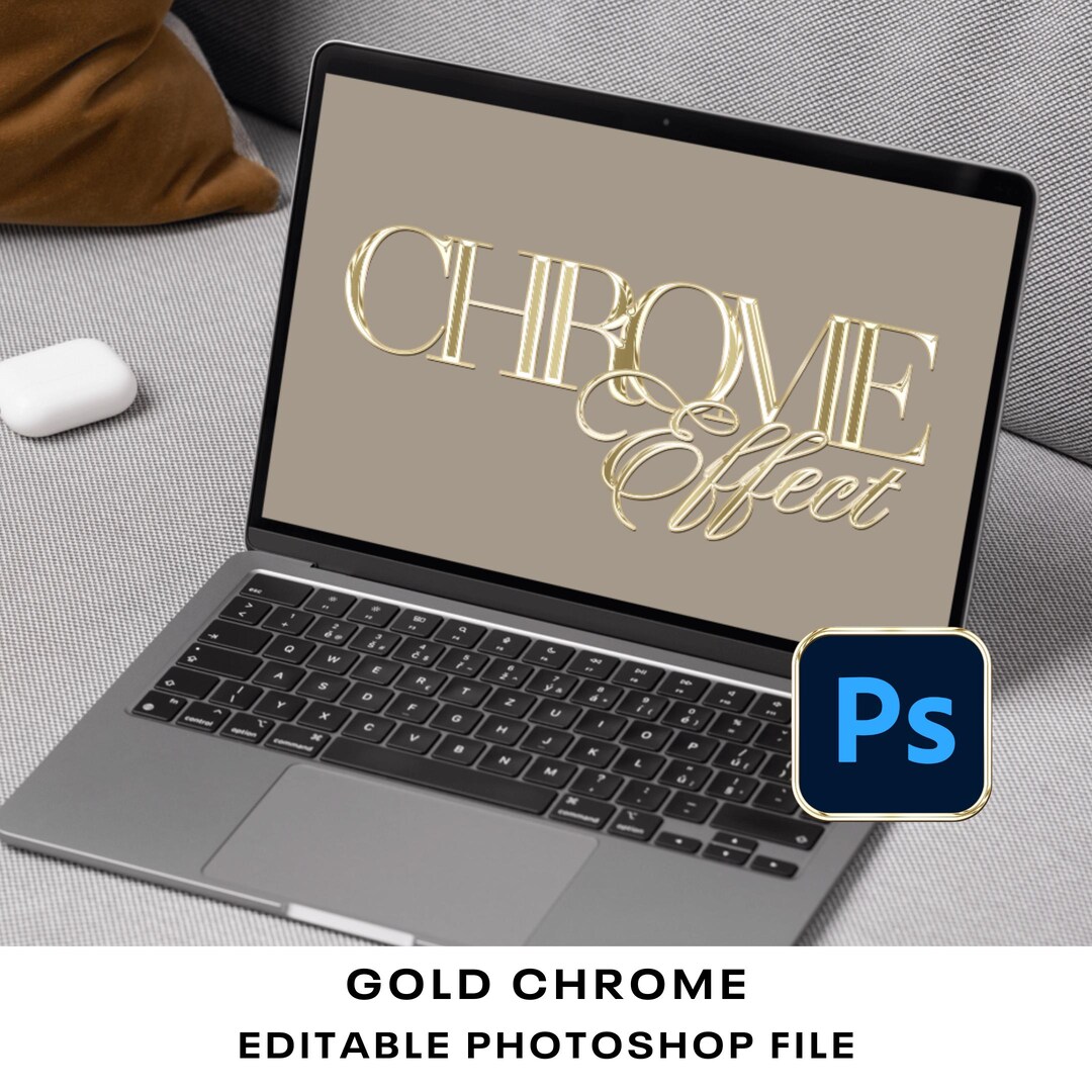 Editable Gold Chrome Photoshop Effect for Text, Shiny Gold Chrome .PSD ...