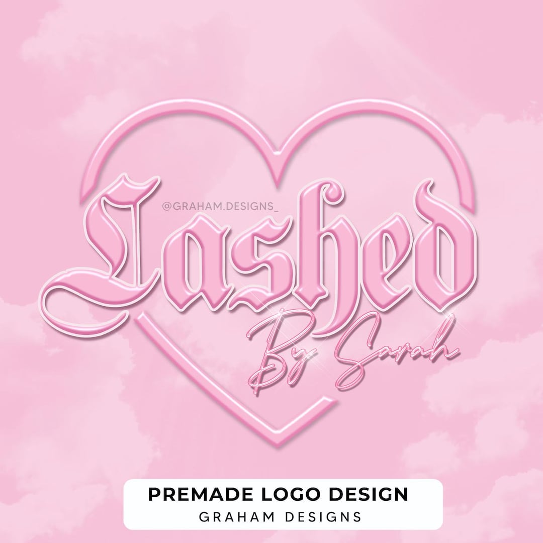 Beauty Logo Design, Premade Logo, Pink Heart, Baddie Font, Bubble ...