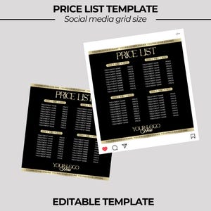 Price List Template, Instagram Story Pricelist, Instagram Feed Price ...