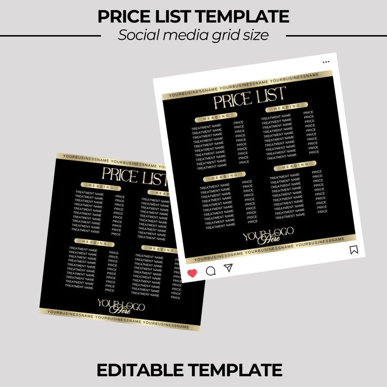 Price List Template, Instagram Story Pricelist, Instagram Feed Price ...