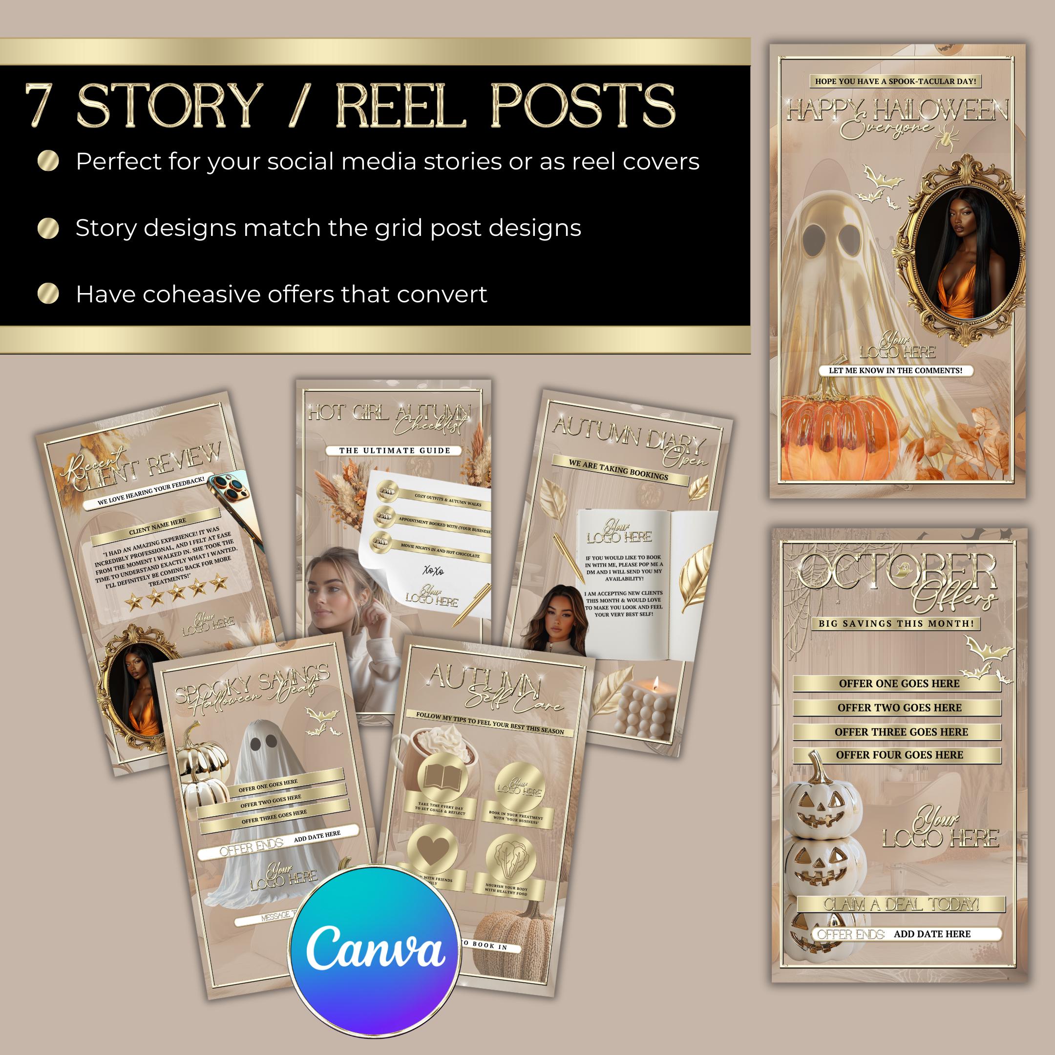 14 Beauty Instagram Posts for Autumn & Halloween. Beige and Gold Theme ...