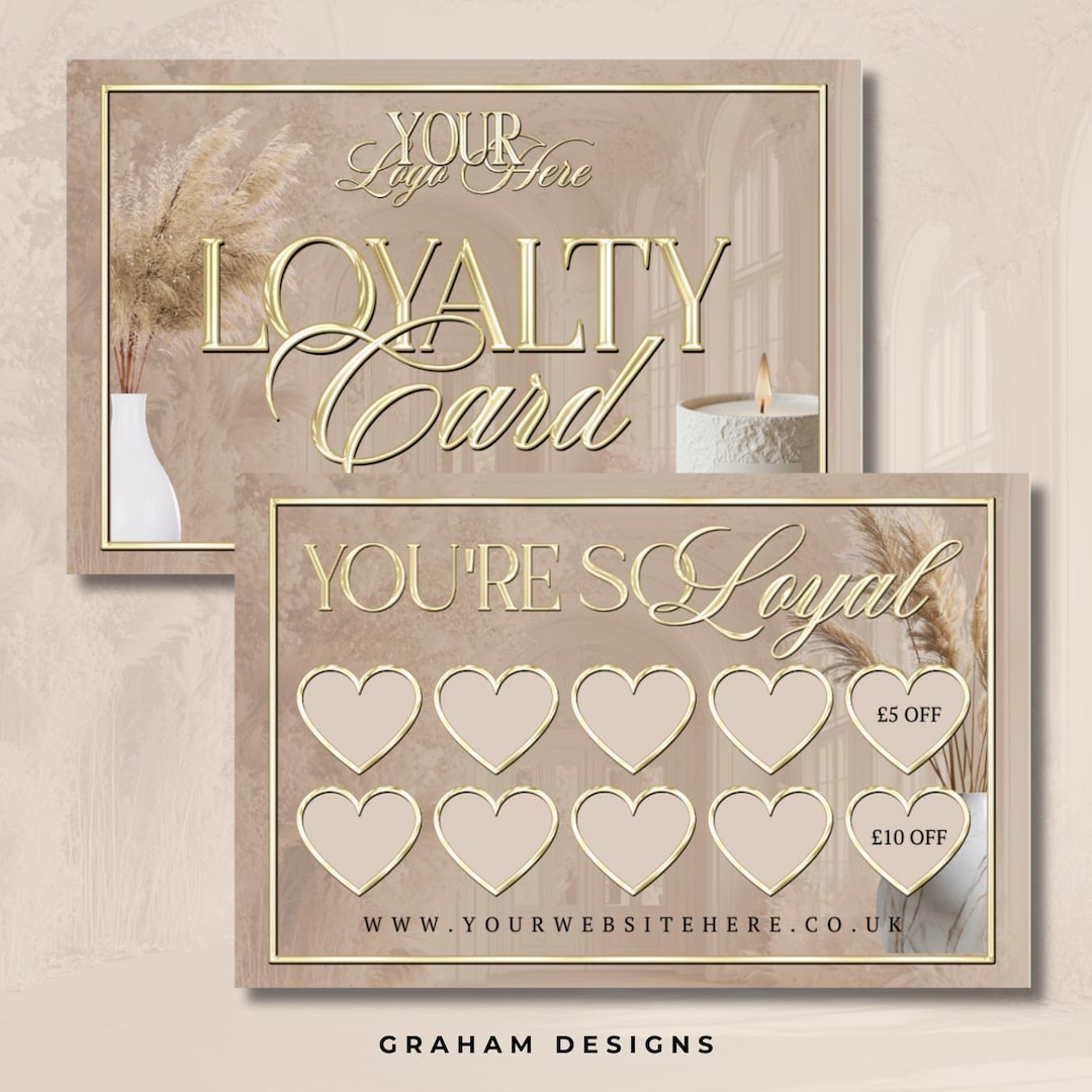Beige and Gold Loyalty Card Design, for Beauty Business Owner, Lash ...