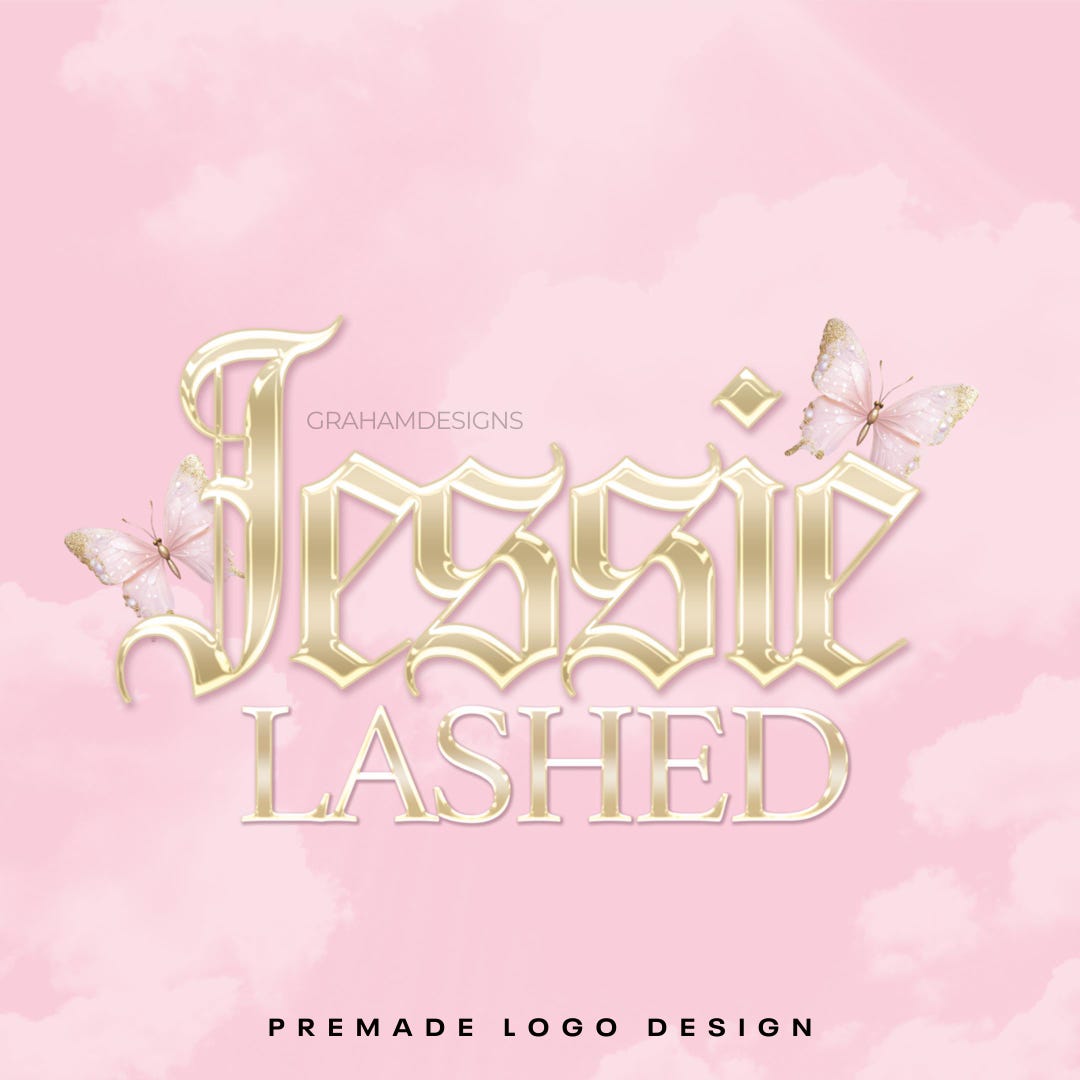 Pink Baddie Logo Design, With Butterfly, Premade Logo Design, for ...