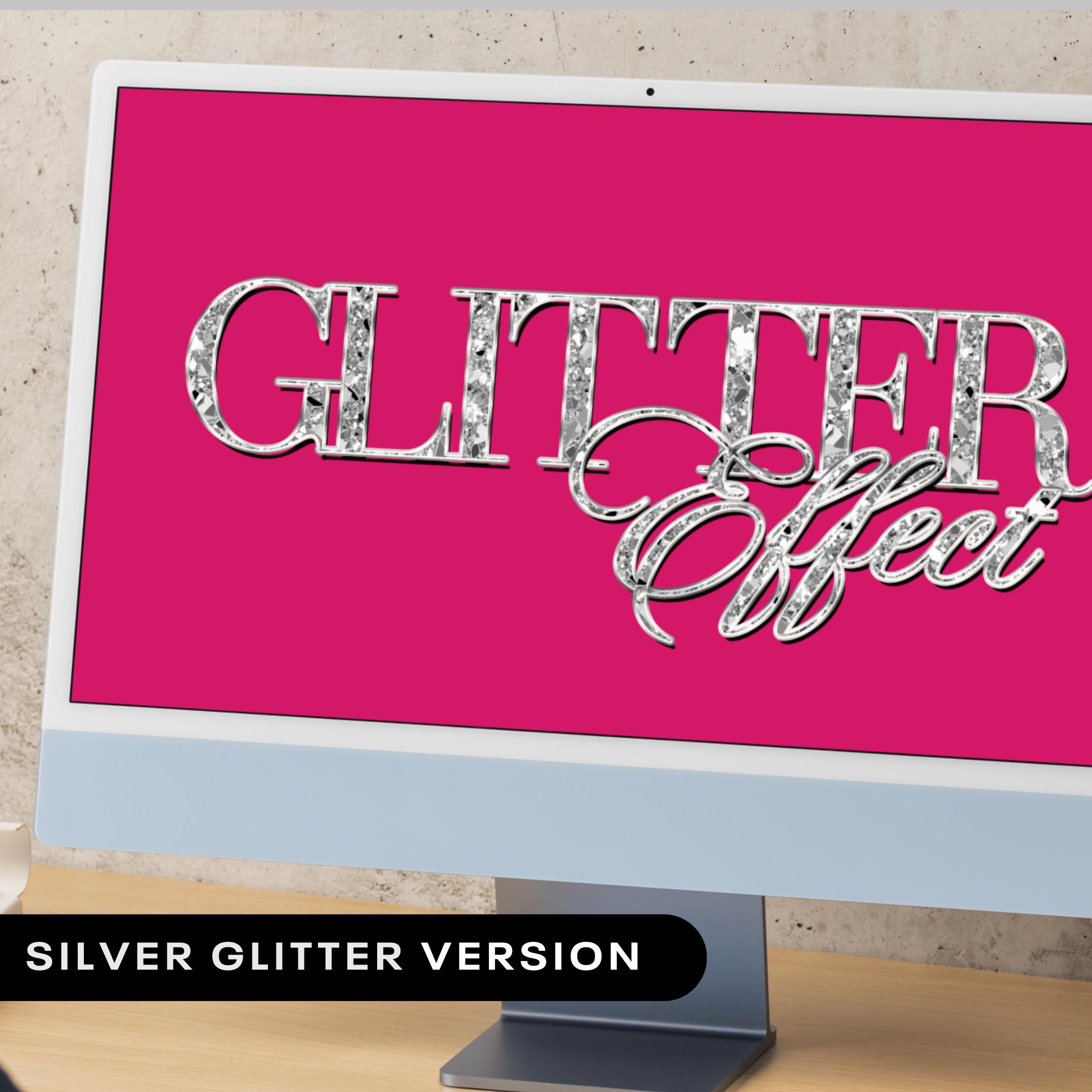 Editable Silver Glitter Photoshop Effect for Text, Shiny Diamond Silver ...