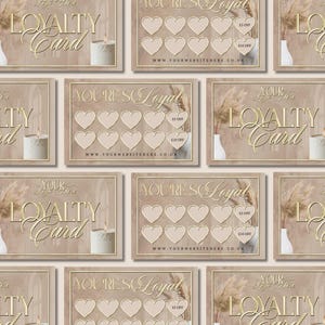 Beige and Gold Loyalty Card Design, for Beauty Business Owner, Lash ...