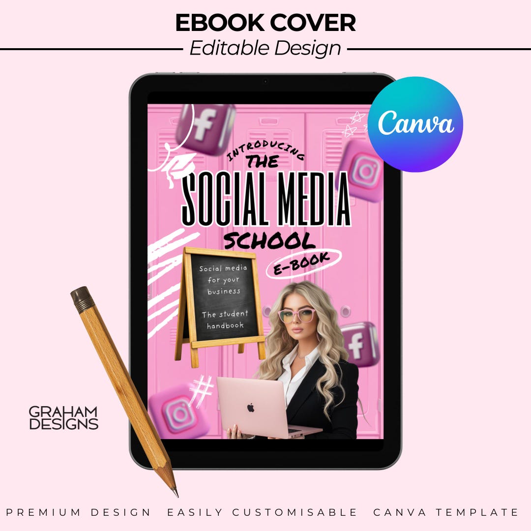 Ebook Cover, E-book Template, for Canva, Back to School Theme, Editable ...