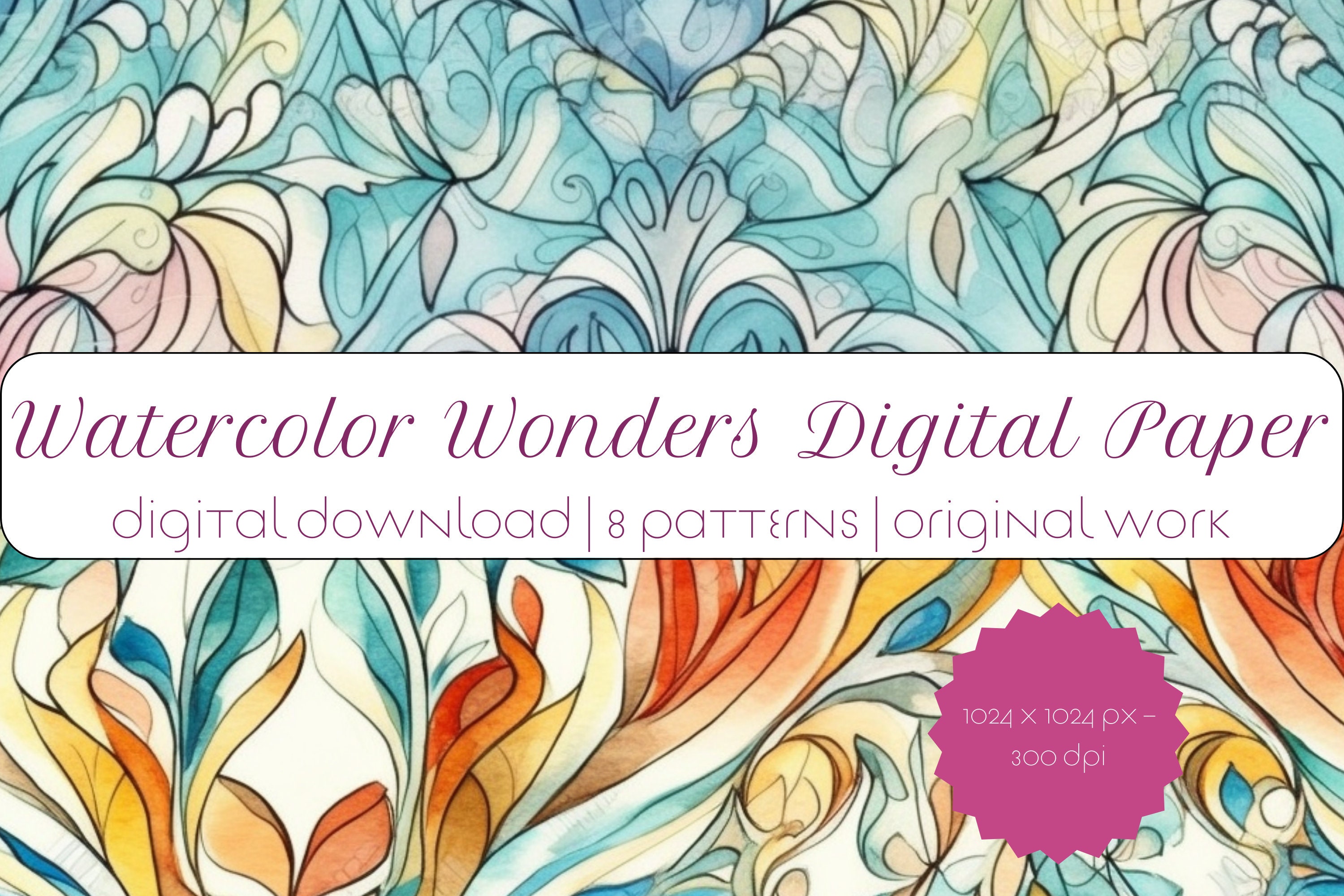 Watercolor Wonders Digital Paper | Watercolor Scrapbook Paper ...