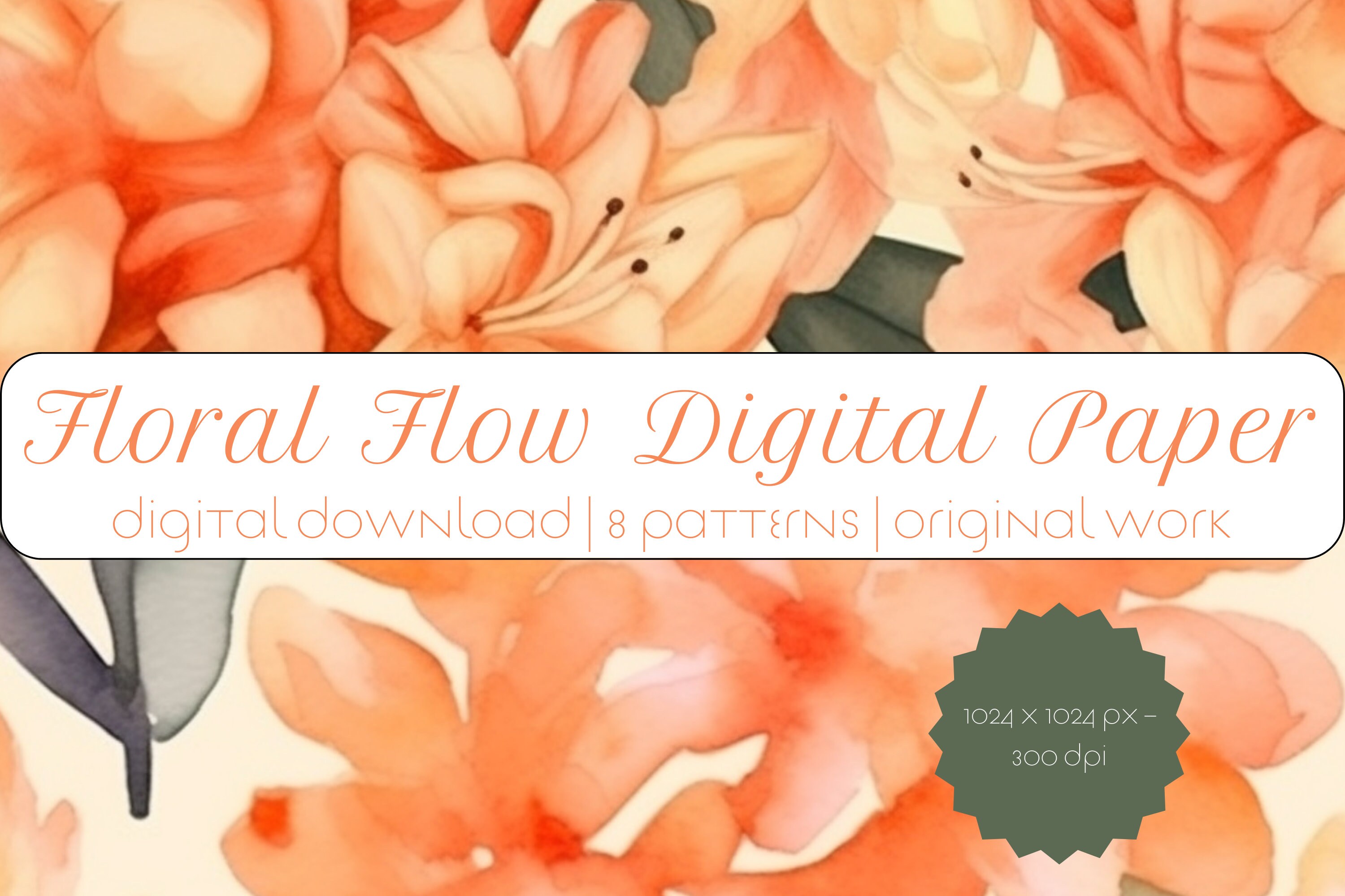 Flower Flow Digital Paper | Watercolor Scrapbook Papers | Seamless ...