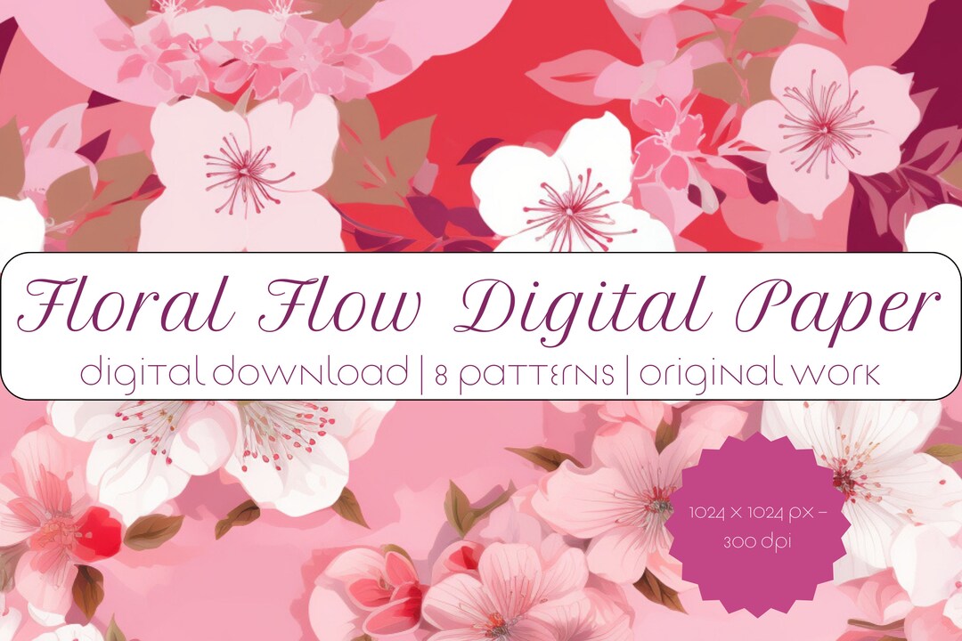 Flower Flow Digital Paper | Floral Scrapbook Papers | Seamless Patterns ...