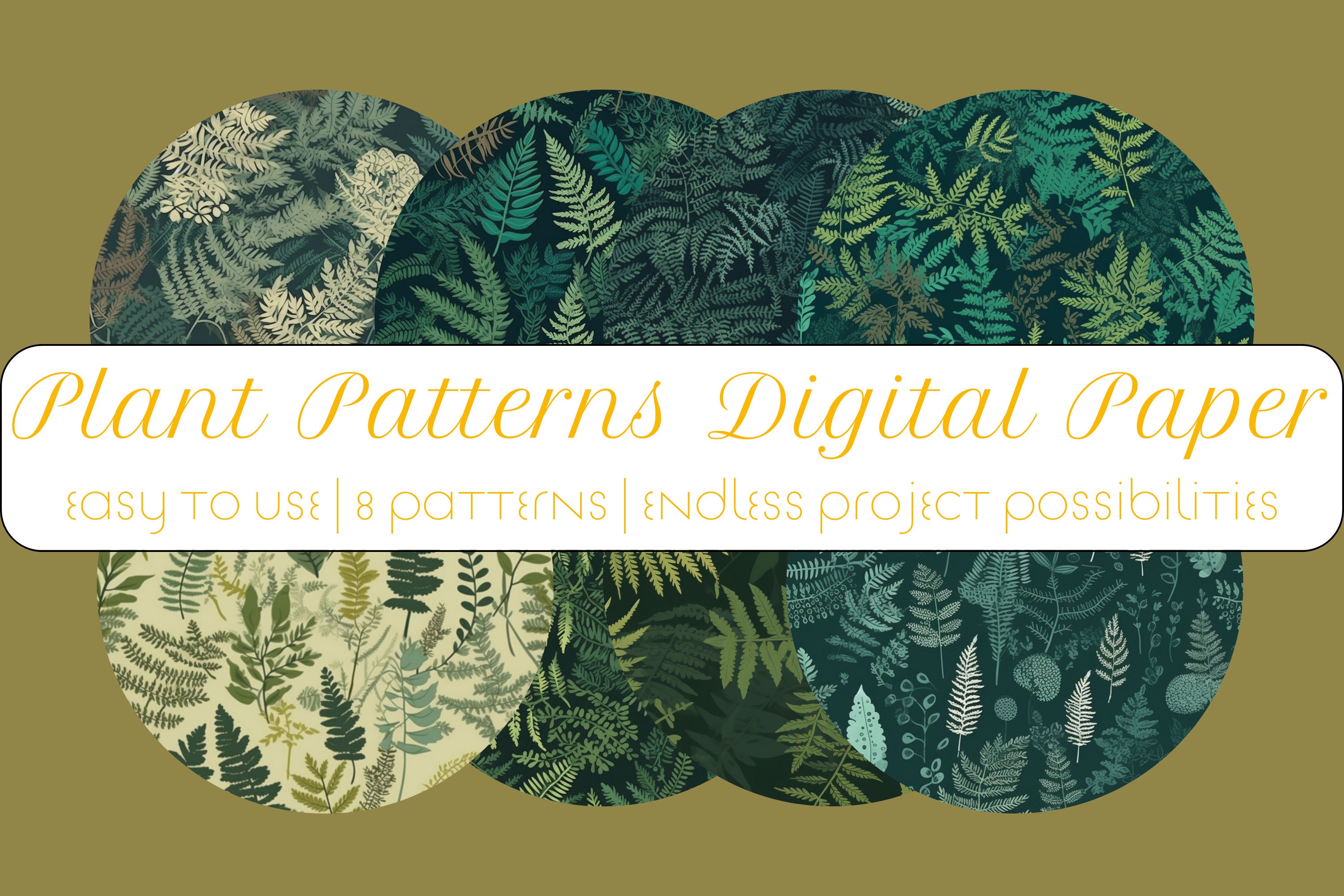 Plant Patterns Digital Paper | Plant Scrapbook Papers | Seamless ...