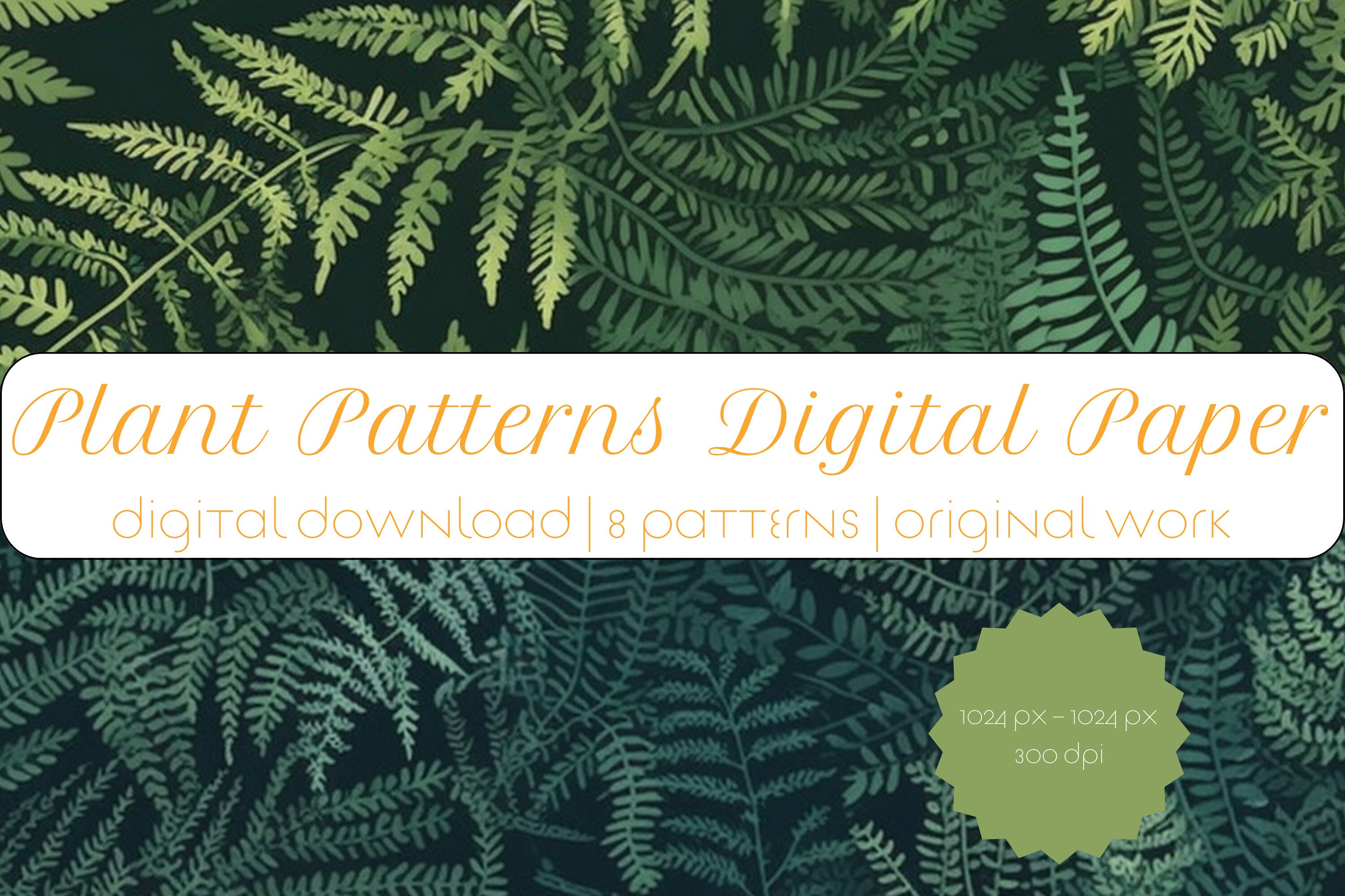 Plant Patterns Digital Paper | Plant Scrapbook Papers | Seamless ...