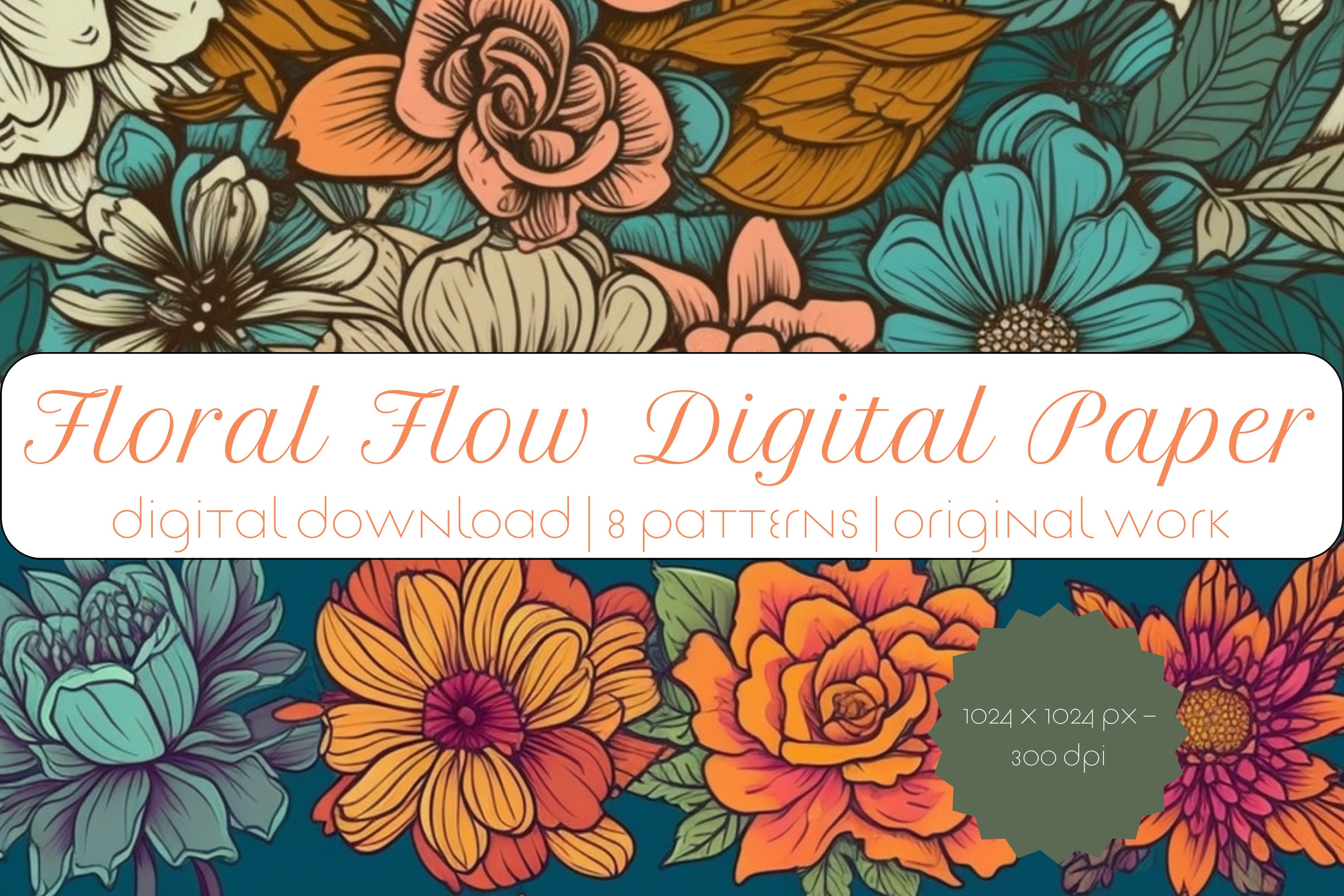 Flower Flow Digital Paper | Watercolor Scrapbook Papers | Seamless ...