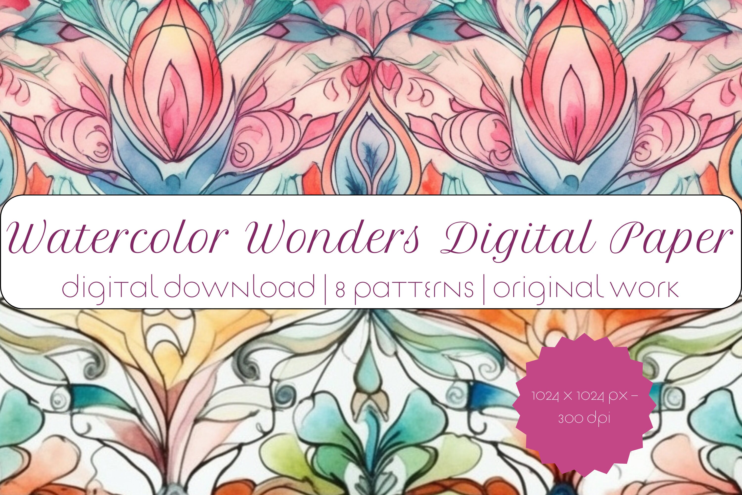 Watercolor Wonders Digital Paper | Watercolor Scrapbook Paper ...