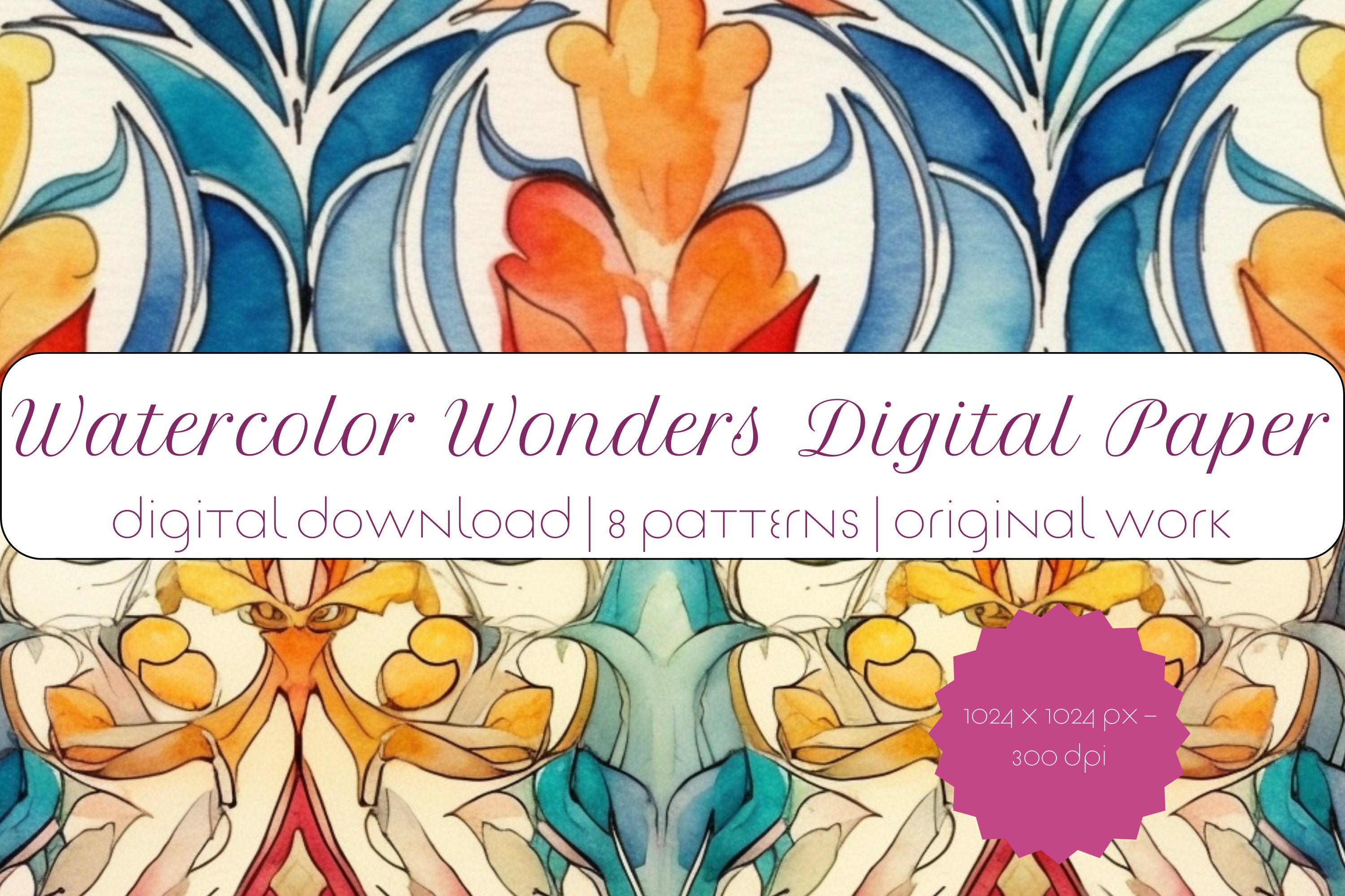 Watercolor Wonders Digital Paper | Watercolor Scrapbook Paper ...