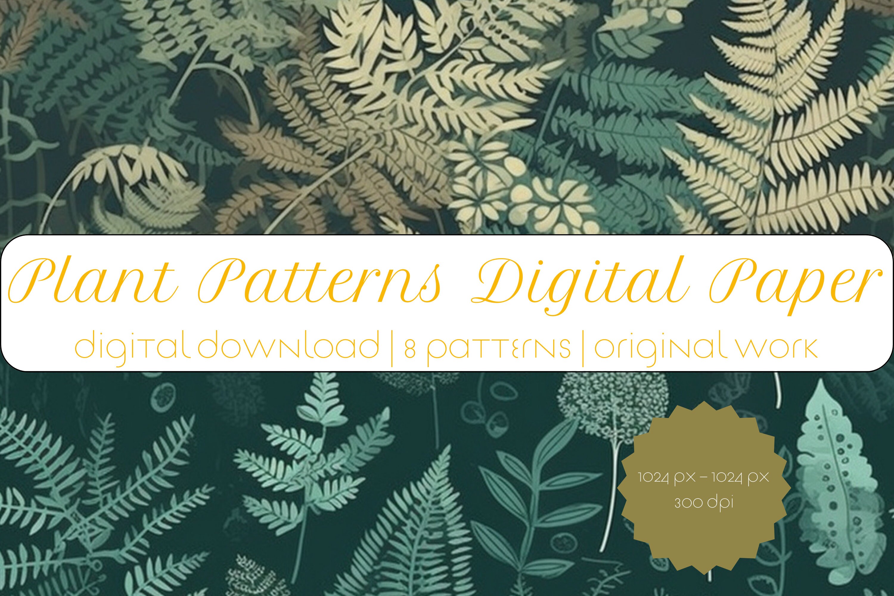 Plant Patterns Digital Paper | Plant Scrapbook Papers | Seamless ...