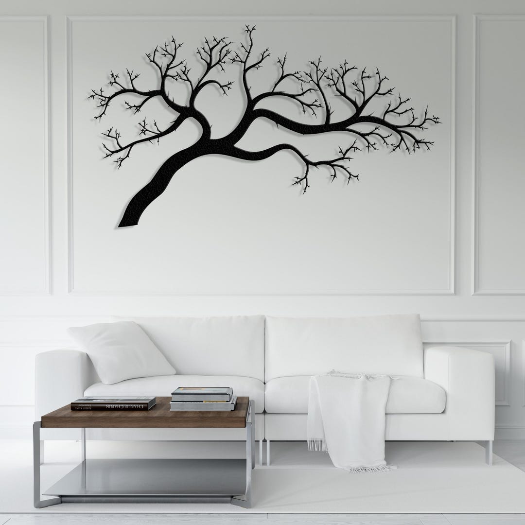 Tree Branch Metal Wall Art Nature Inspired Silhouette Decor Minimalist ...