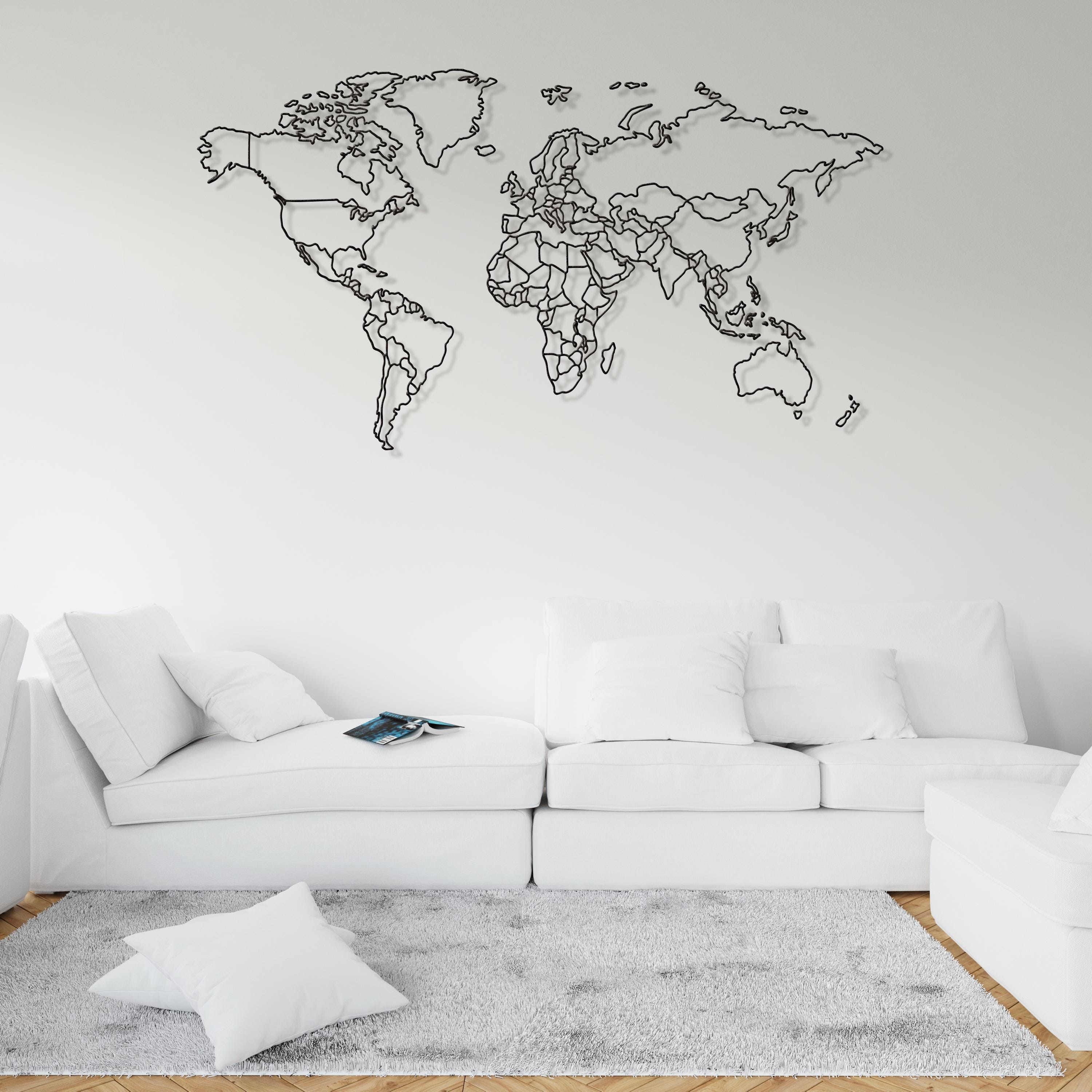 Metal World Map Wall Art, World Map Decor, Large Metal Wall Art, Metal ...